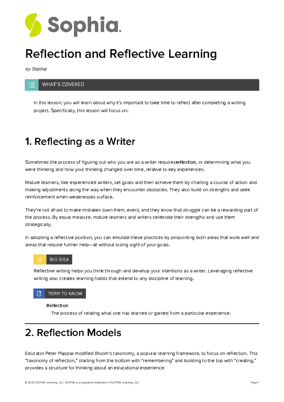 Reflection and reflective learning paper - Reflection and Reflective ...