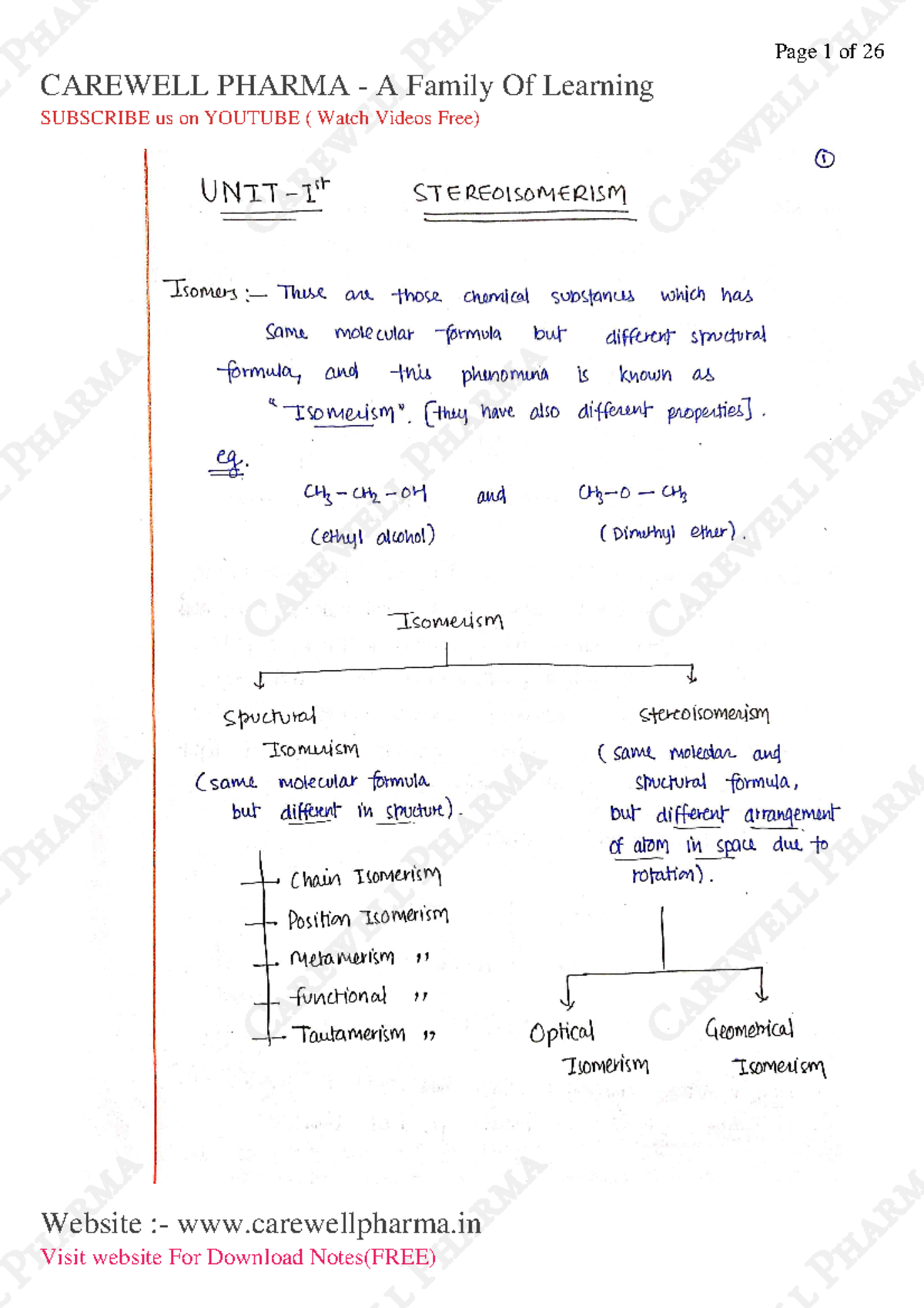 Handwritten OC-3 U-1 Notes - UNIT-1 STEREO|SoMER1SM somasThe a -those ...