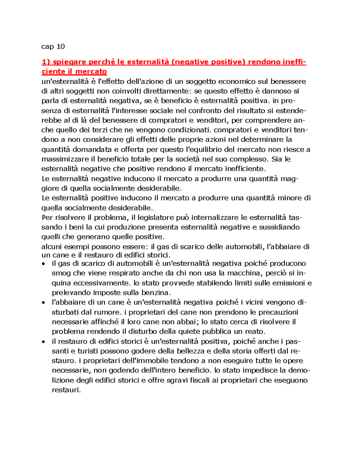 Economia rivalutazione - cap 10 spiegare perché le esternalità ...