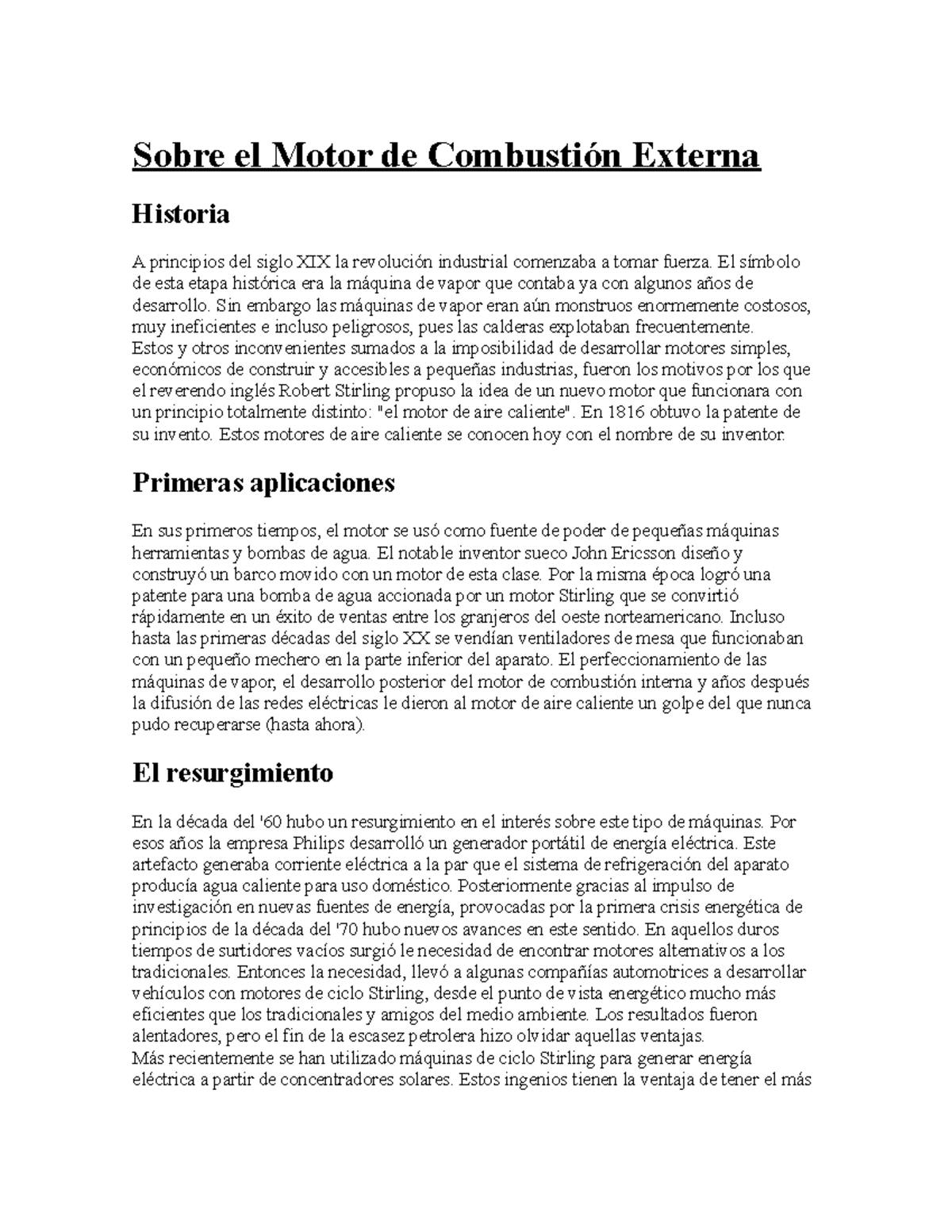 Sobre el Motor de Combustión Externa - Sobre el Motor de Combustión ...