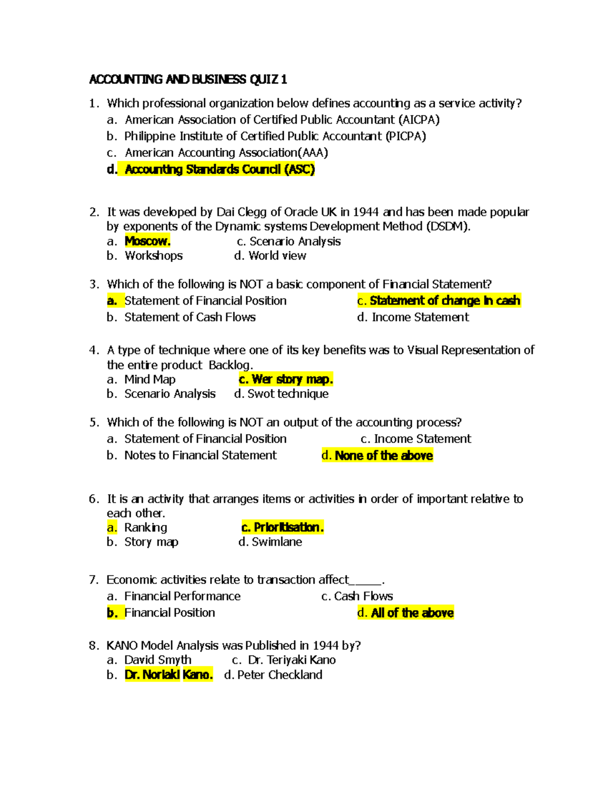 Accounting AND Business QUIZ 1 - ACCOUNTING AND BUSINESS QUIZ 1 Which ...