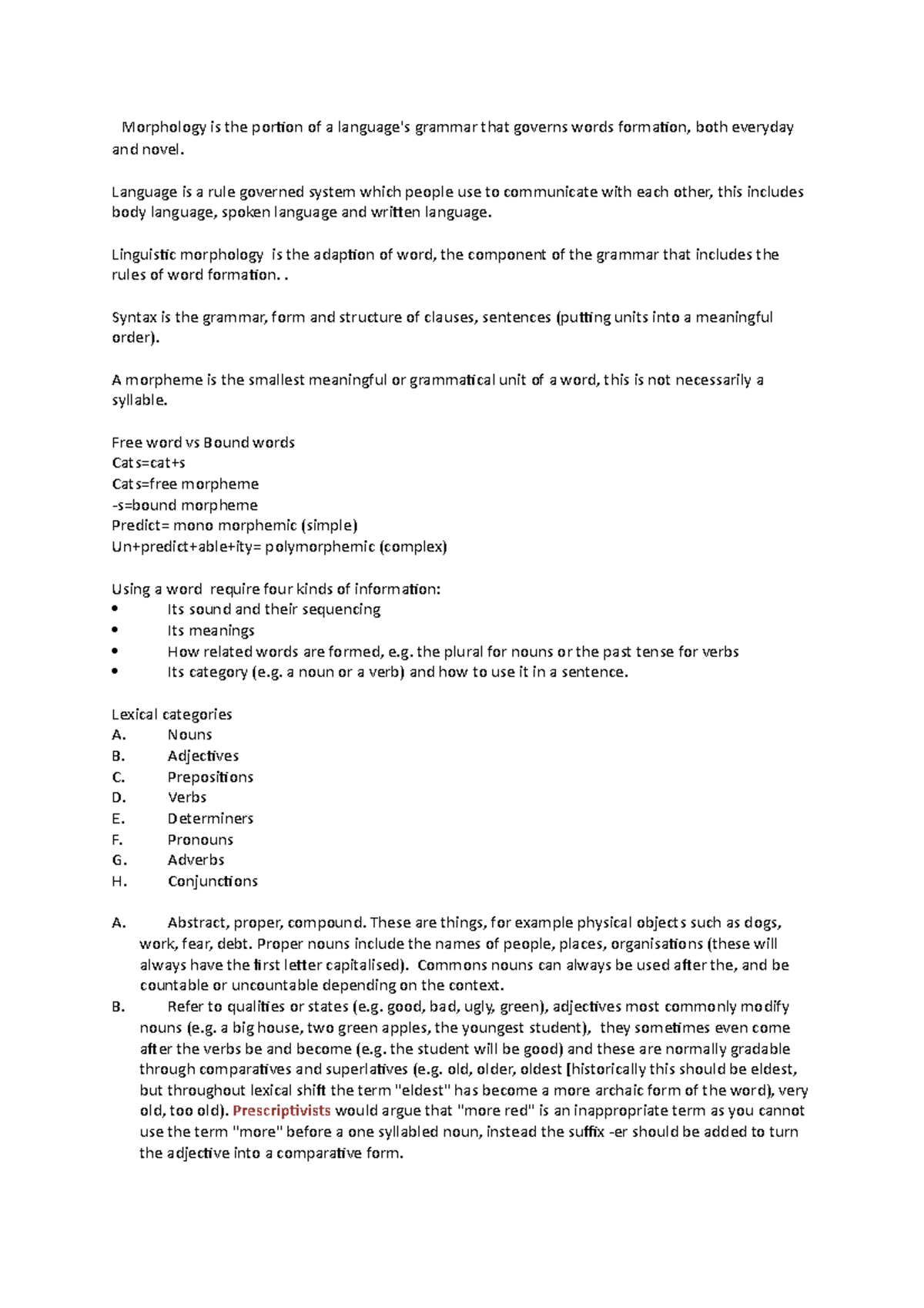 Word Classes- 2 - Lecture notes 2 - - Studocu