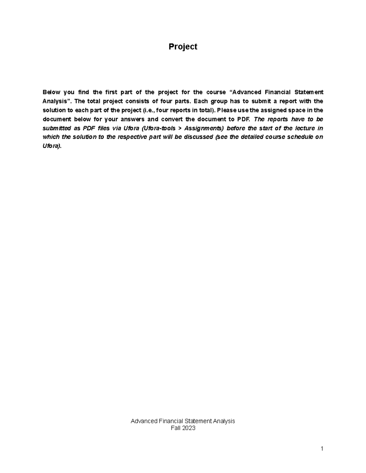 AFSA 2023-2024 - Project - Part 1 - Project Below you find the first ...