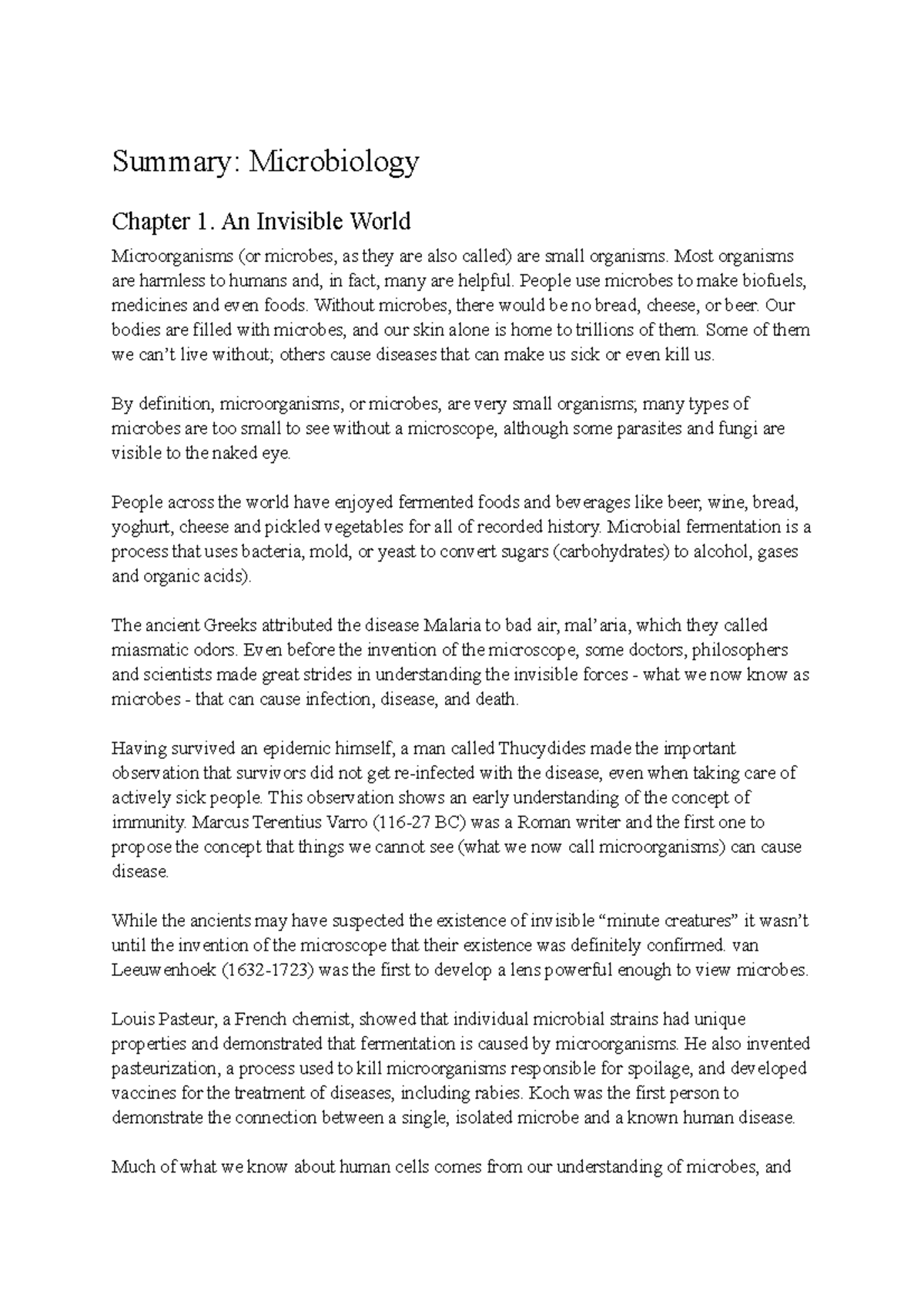 Summary Microbiology - Sammanfattning av kurslitteratur - Summary ...