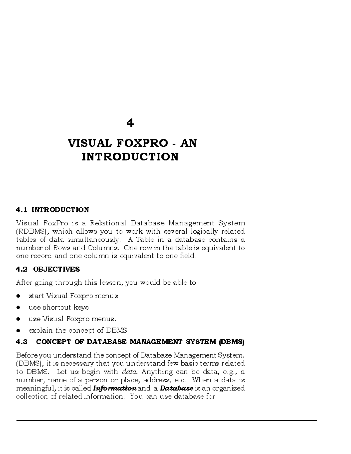 Cca4 - SAD NOTES - Visual FoxPro - An Introduction:: 33 4 VISUAL FOXPRO ...
