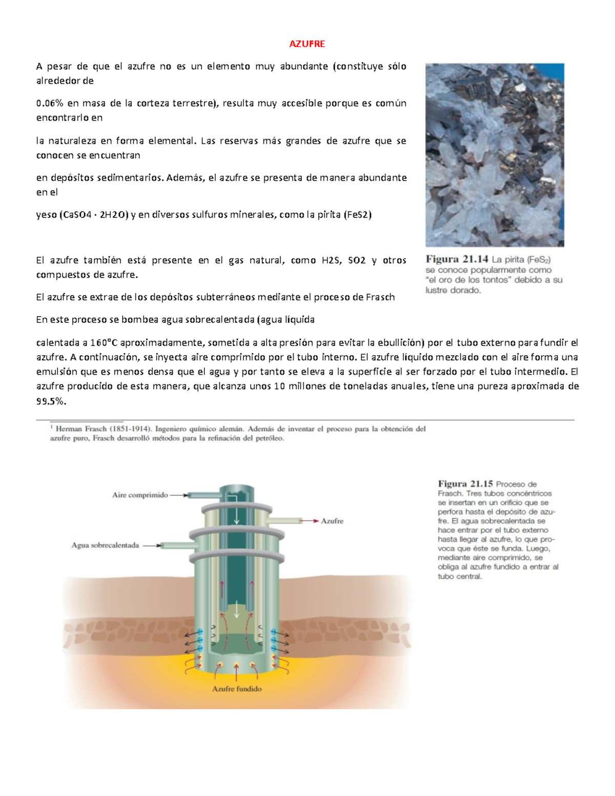 Azufre - AZUFRE A pesar de que el azufre no es un elemento muy ...