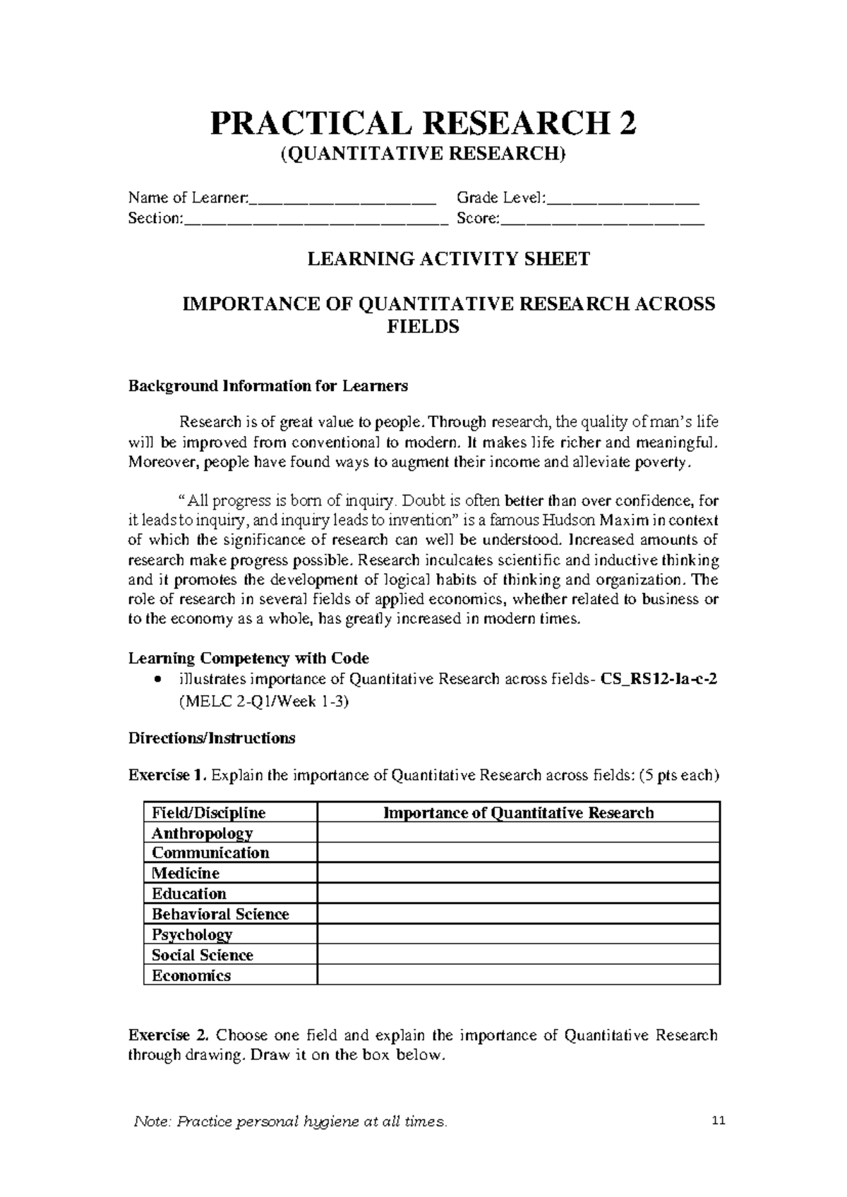 PR2 G12 Quarter 1 WEEK 2 - For example purpose - PRACTICAL RESEARCH 2 ...