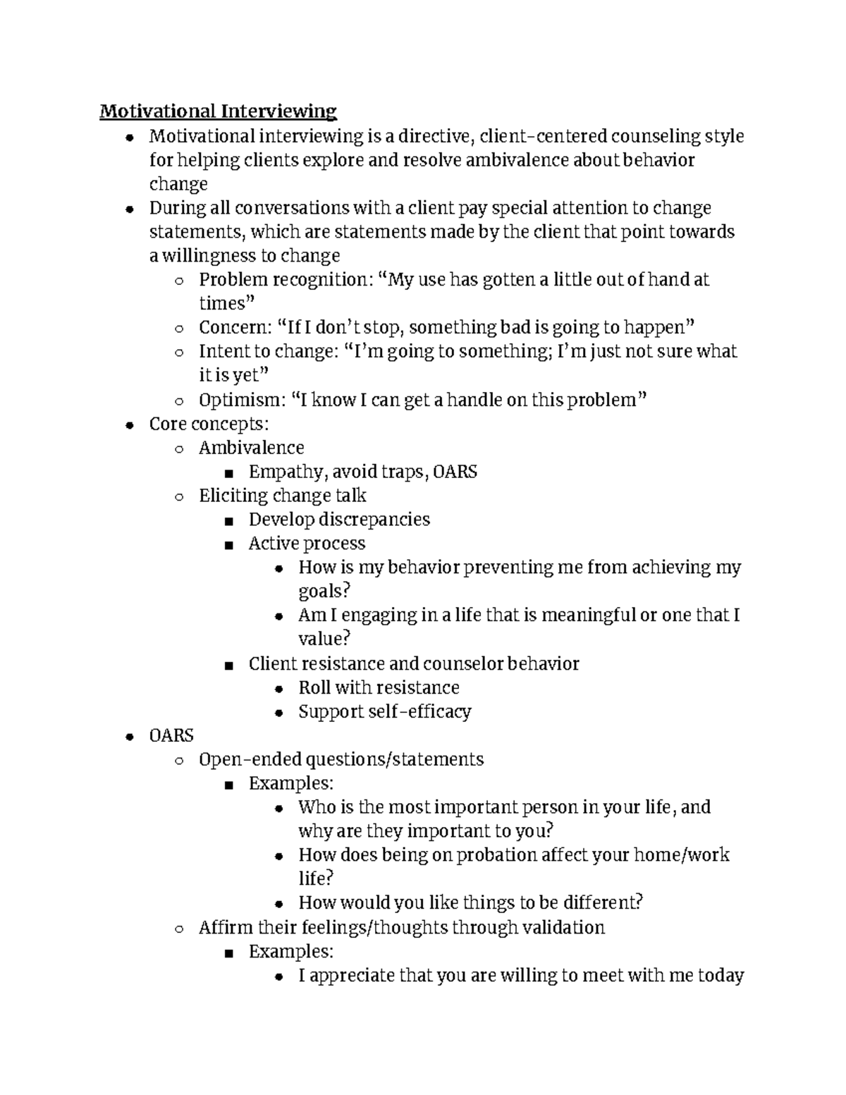 Addiction Counseling Ch. 7 (Motivational Interviewing) - Motivational ...