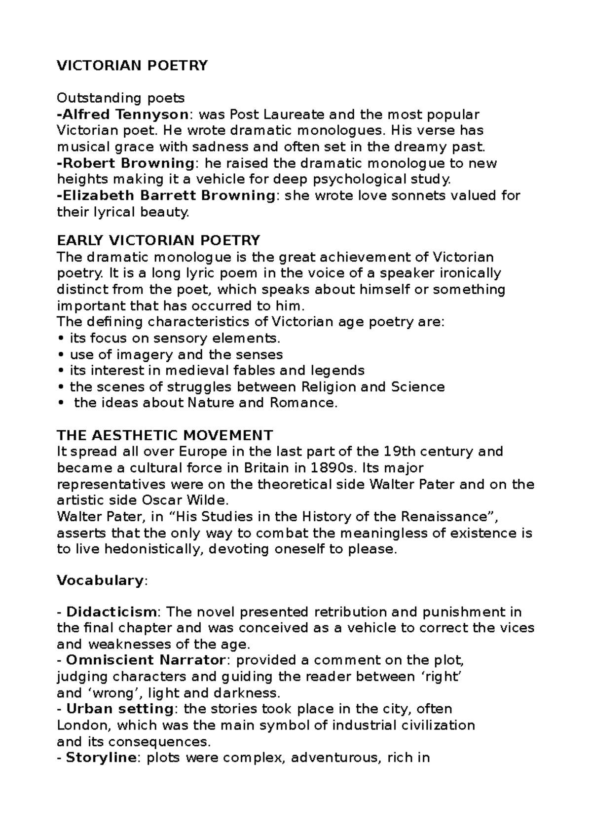 Victorian literature - letteratura - VICTORIAN POETRY Outstanding poets ...
