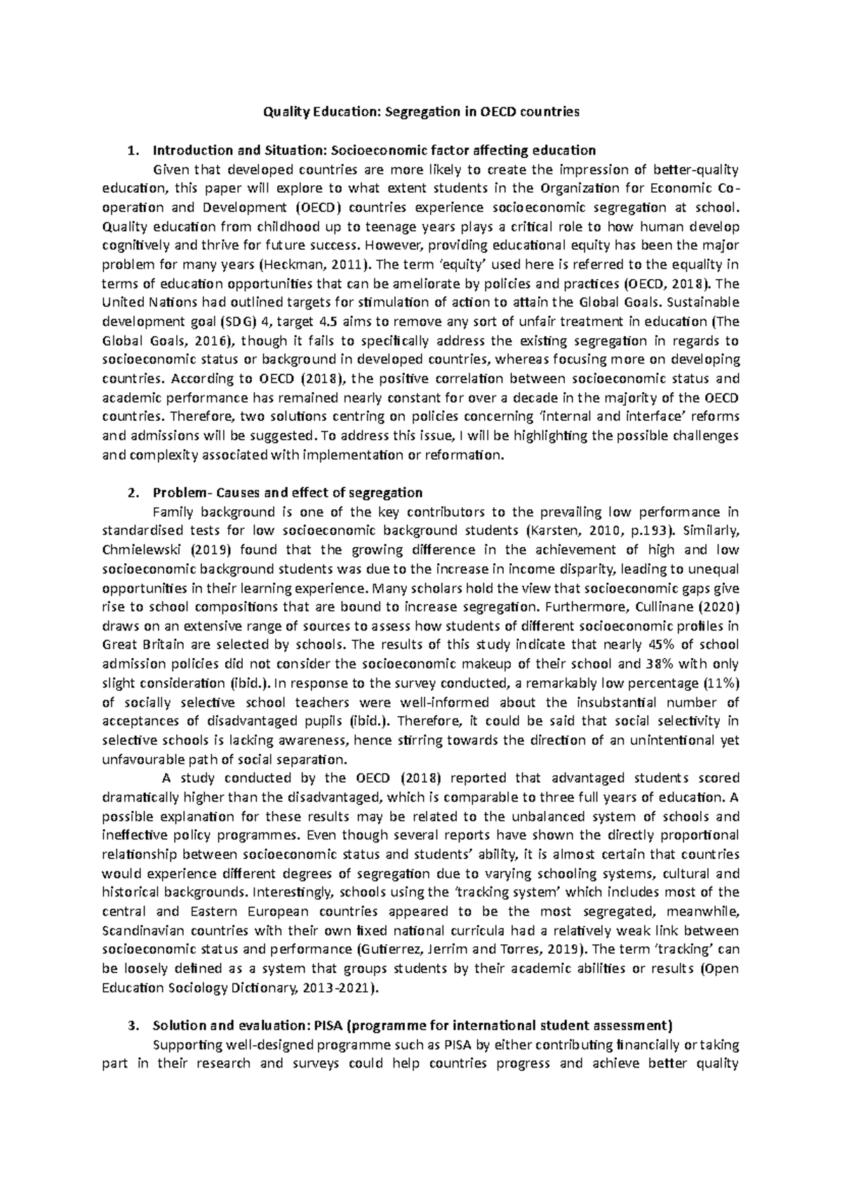 Sample SPSE 1 - Quality Education: Segregation in OECD countries ...