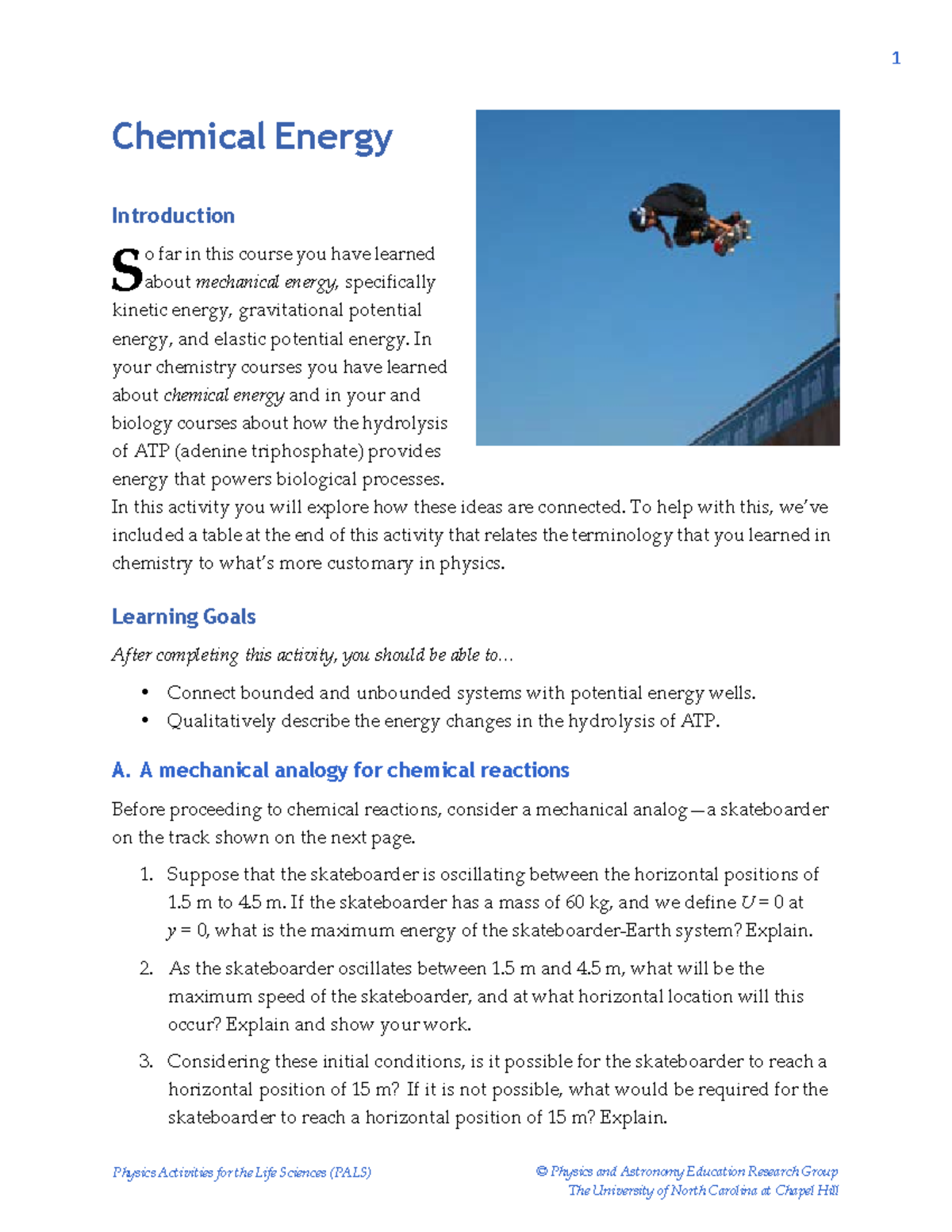 114-22 Chemical Energy - 1 Physics Activities for the Life Sciences ...