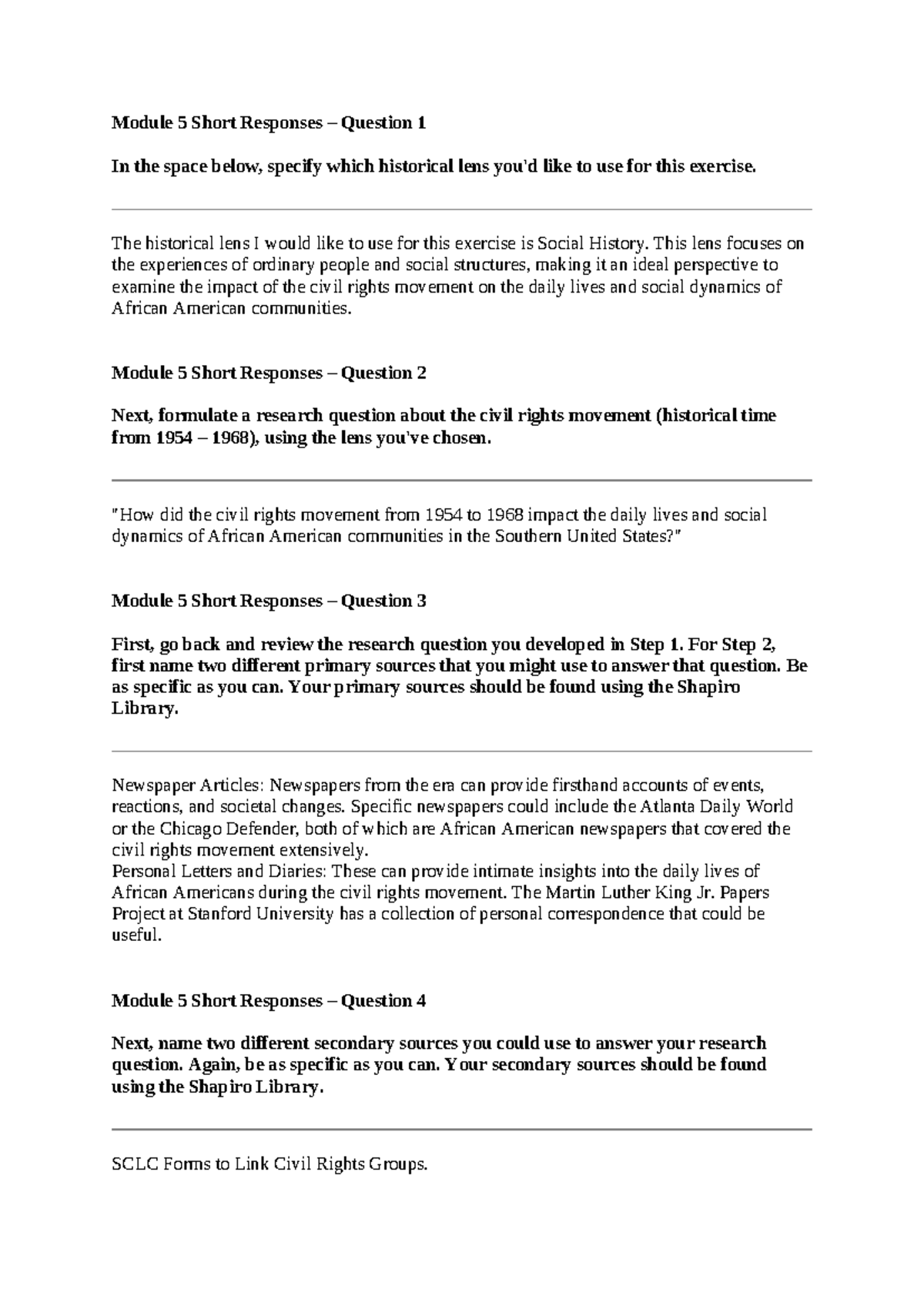 5-2 module 5 short responses - Module 5 Short Responses – Question 1 In ...