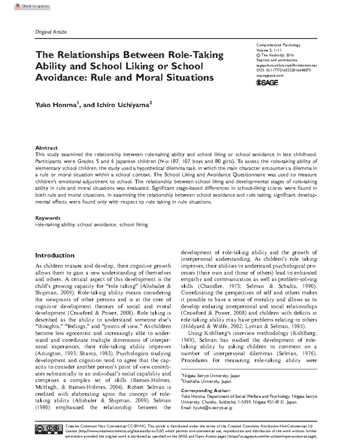 ROLE Taking - Original Article The Relationships Between Role-Taking ...
