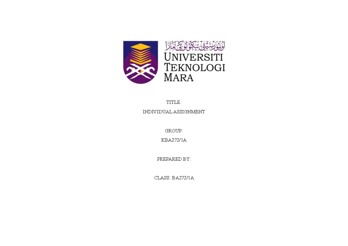 FIN420 Individual Assignment - TITLE: INDIVIDUAL ASSIGNMENT GROUP ...