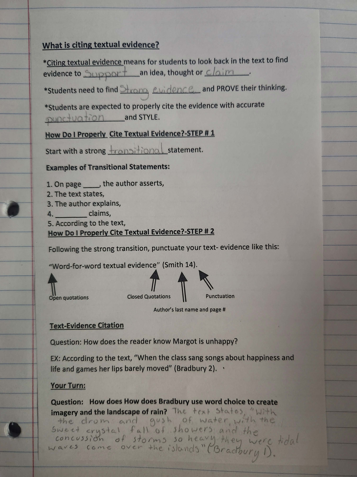 Citing Textual Evidence - Studocu