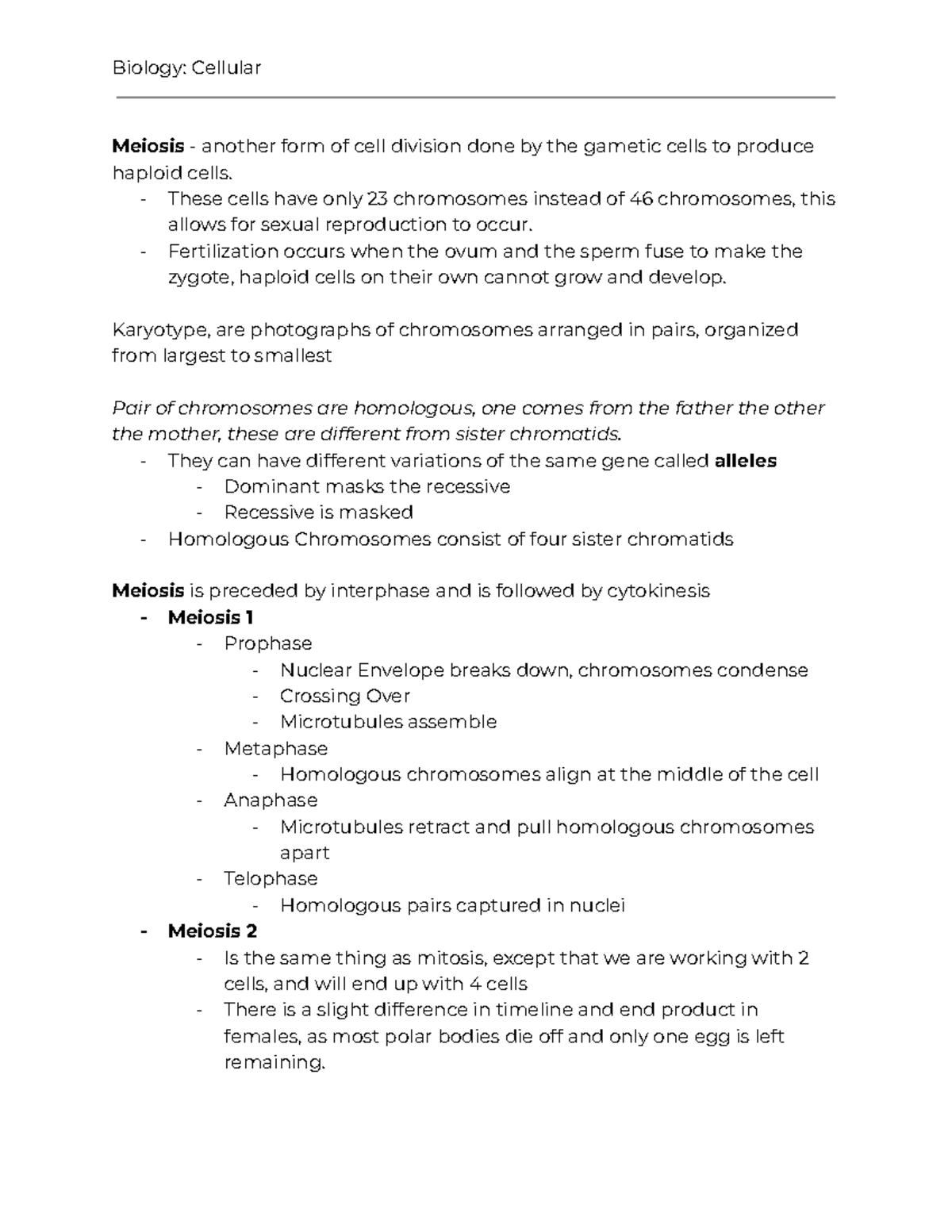 Meiosis - Biology: Cellular Meiosis - another form of cell division ...