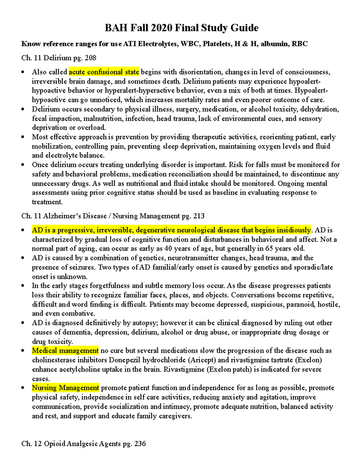 BAH Fall 2020 Final Study Guide - BAH Fall 2020 Final Study Guide Know ...