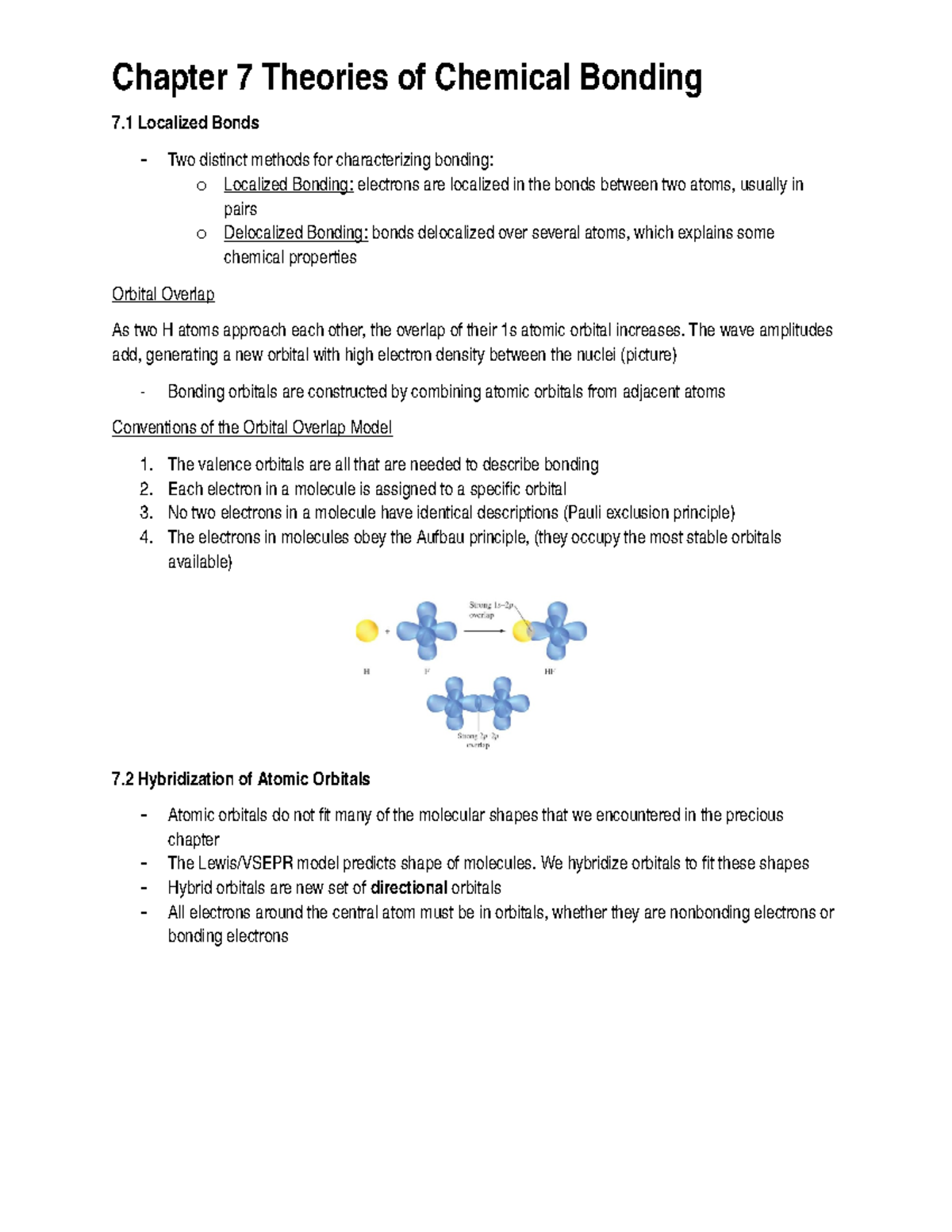 CHEM 2 - Xidos - Chapter 7 Theories of Chemical Bonding 7 Localized ...