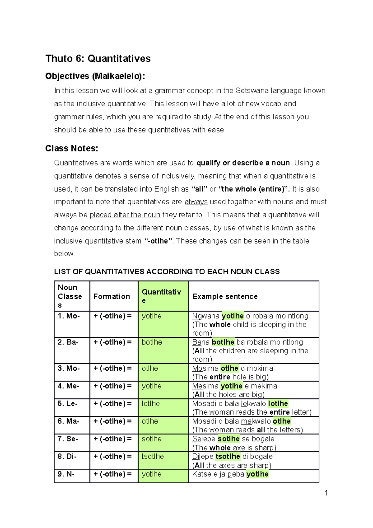 Thuto 6 (Class Notes) - Thuto 6: Quantitatives Objectives (Maikaelelo ...