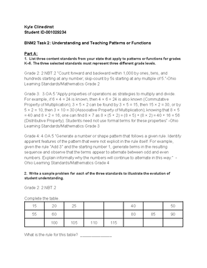 Task 3 - Task 3 - Kyle Clinedinst Student ID- AOA BNM2-Task 3 ...