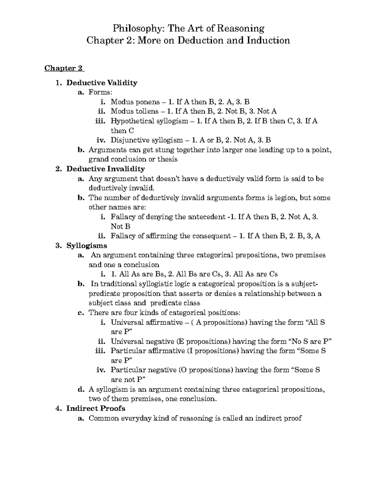 Chapter 2 More on Deduction and Induction - Philosophy: The Art of ...