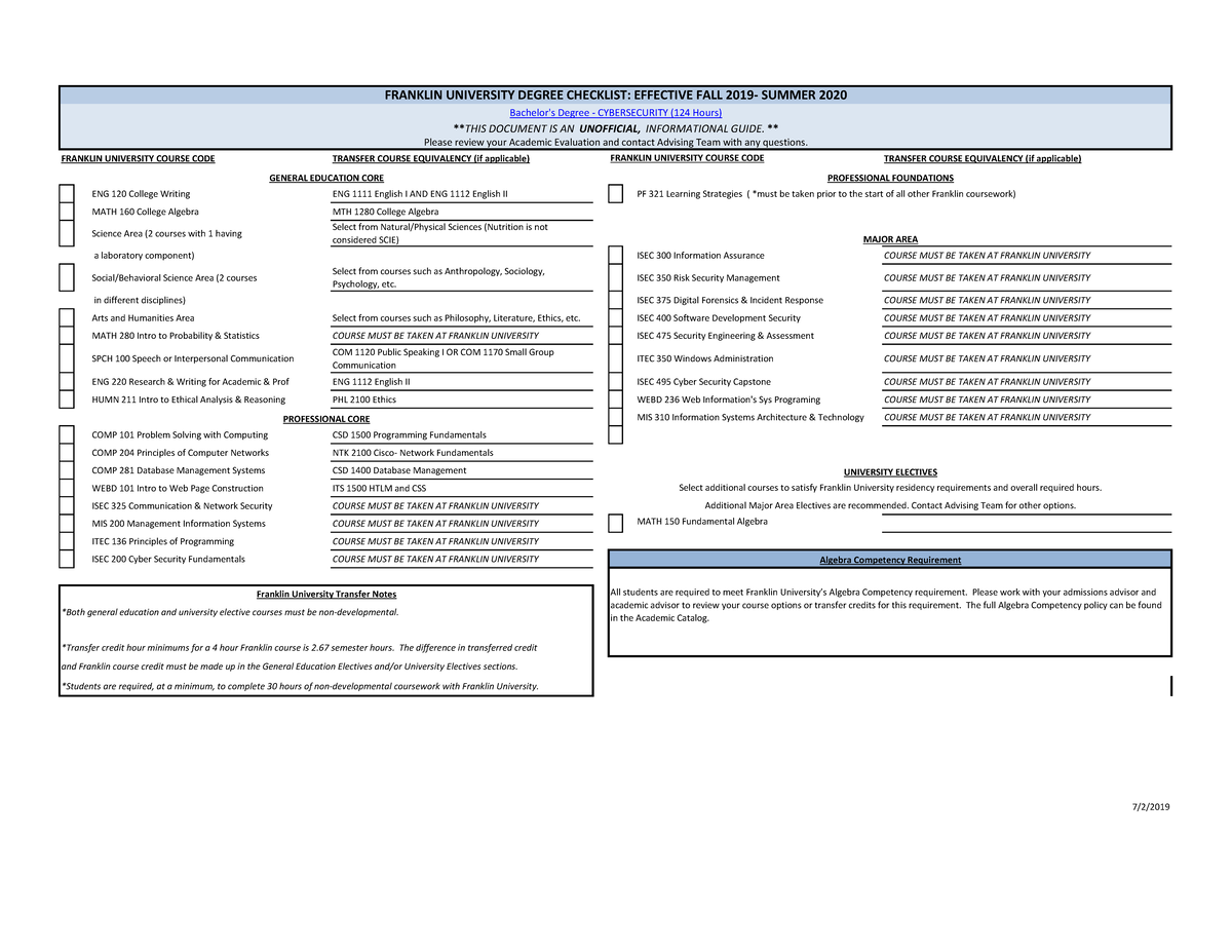 Cs3ef3rvchkfflbgo 1rdjkzbky - FRANKLIN UNIVERSITY COURSE CODE TRANSFER ...