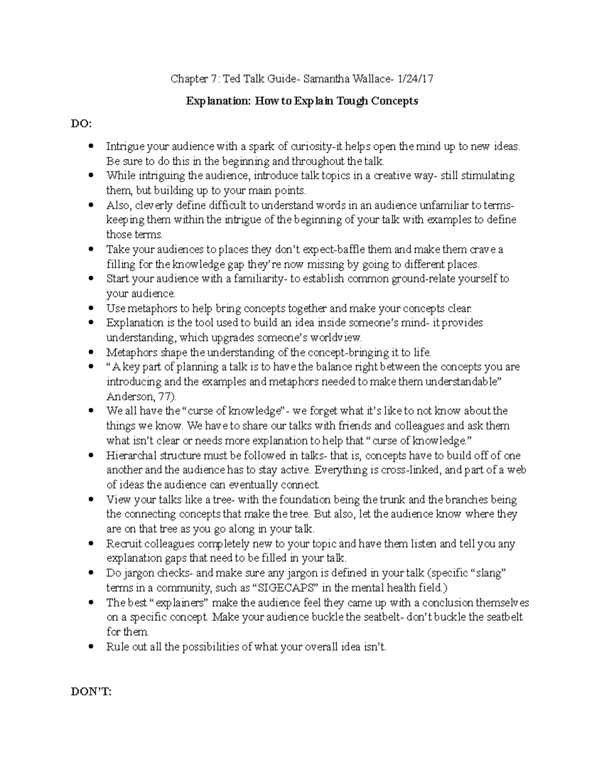 Chapter 7 ted talk guide summary - Chapter 7: Ted Talk Samantha ...