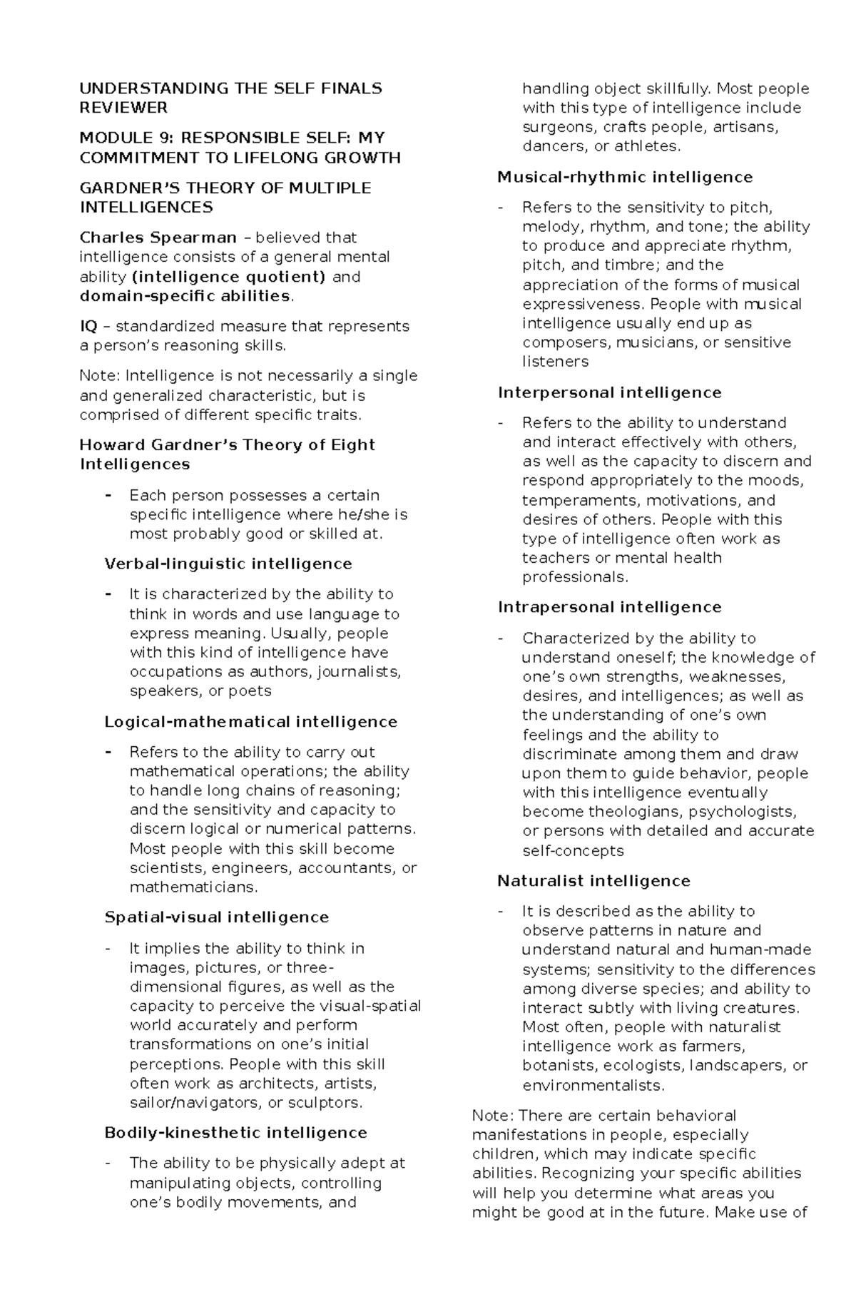 Understanding THE SELF Finals Reviewer - UNDERSTANDING THE SELF FINALS ...
