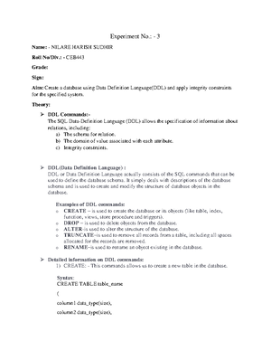 Cloud Computing Experiment 03 Studying Bare Metal Hypervisor - Name: Nilare Harish Sudhir - Studocu