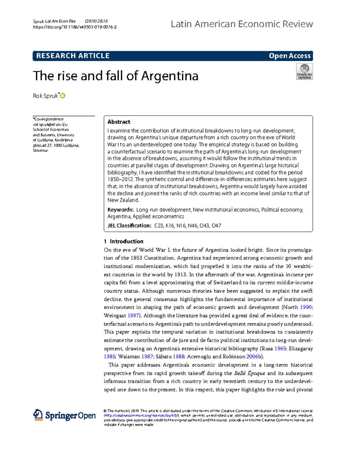 Rise and fall of argentina - The rise and fall of Argentina Rok Spruk ...