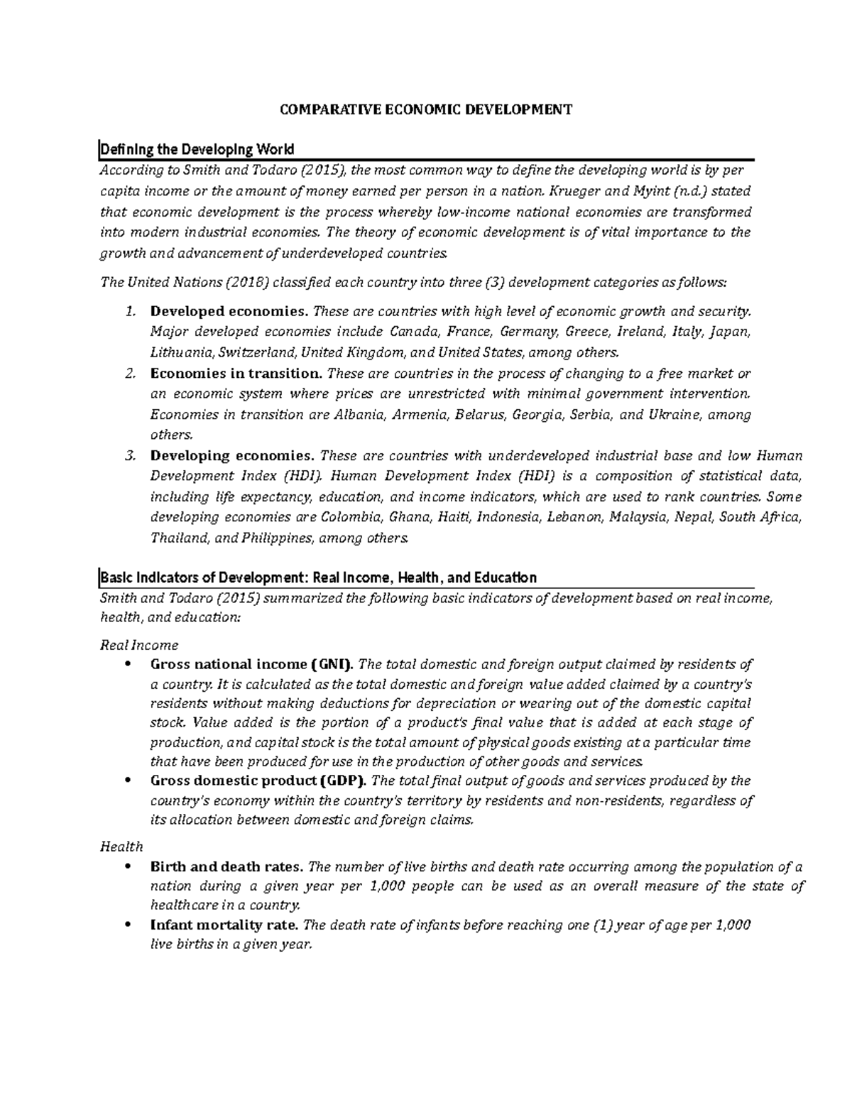Study Notes-2-ED - Lecture notes 2 - Economic Development - Studocu
