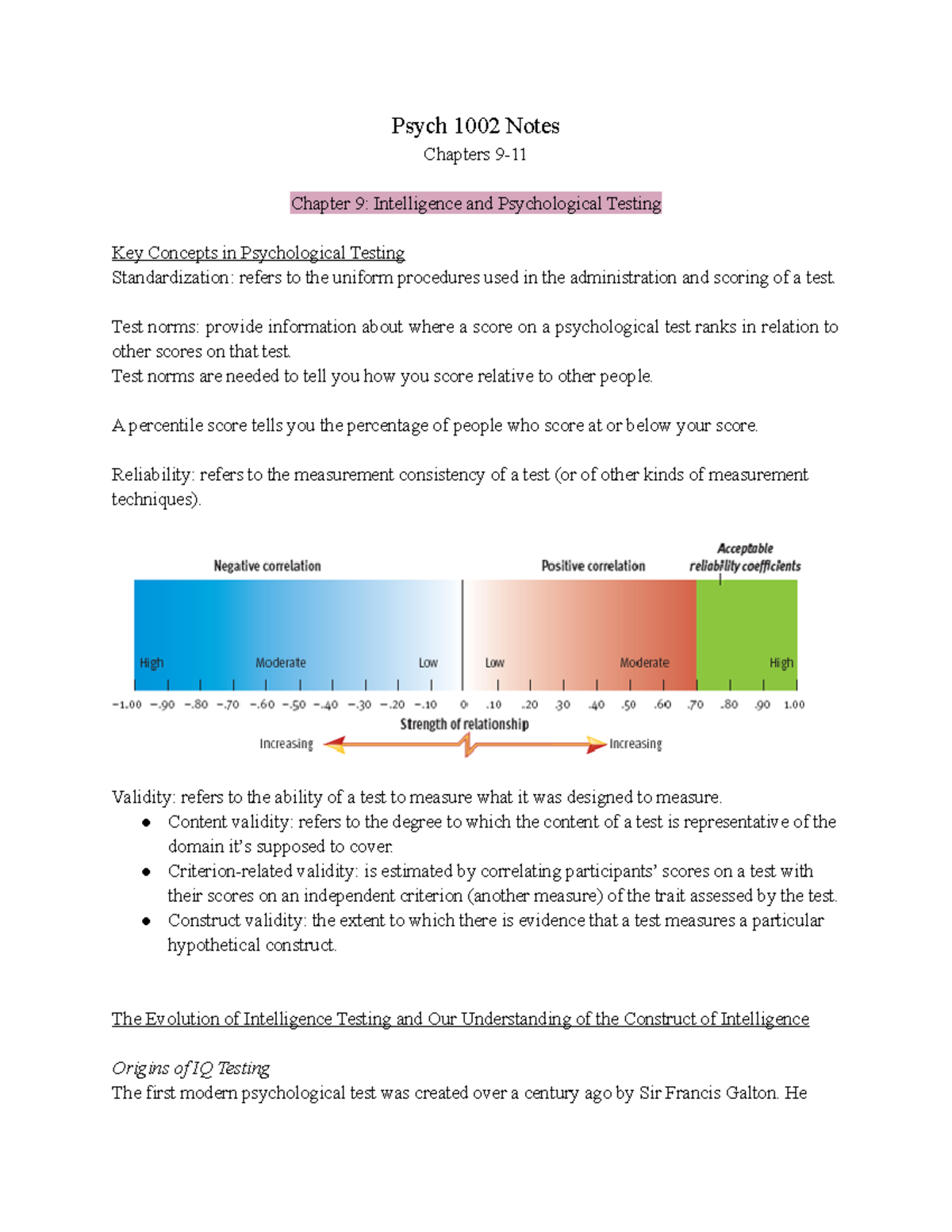 Psych Notes Ch. 9 - Psyc 1002 - Carleton - Studocu