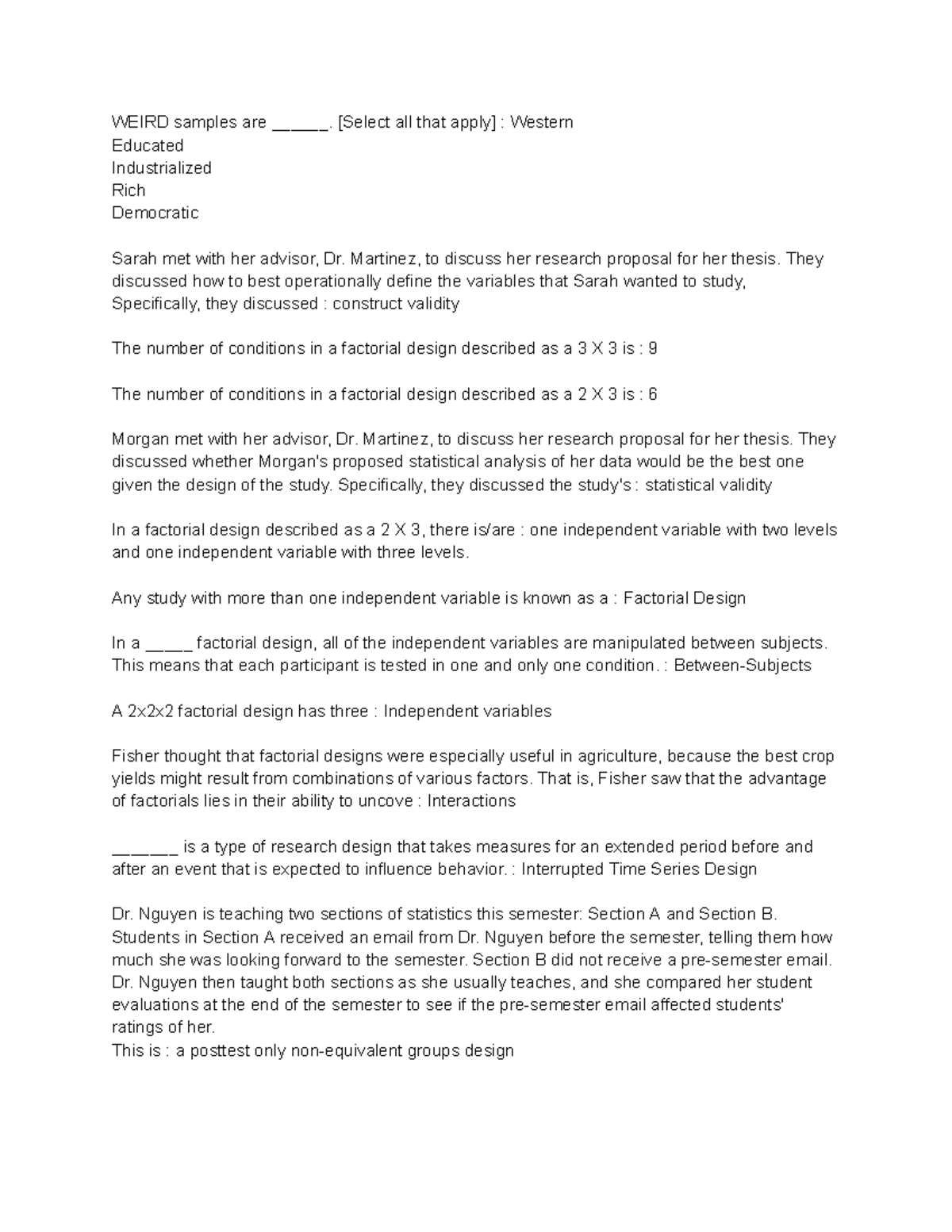 flashcards for psych research methods - WEIRD samples are ...