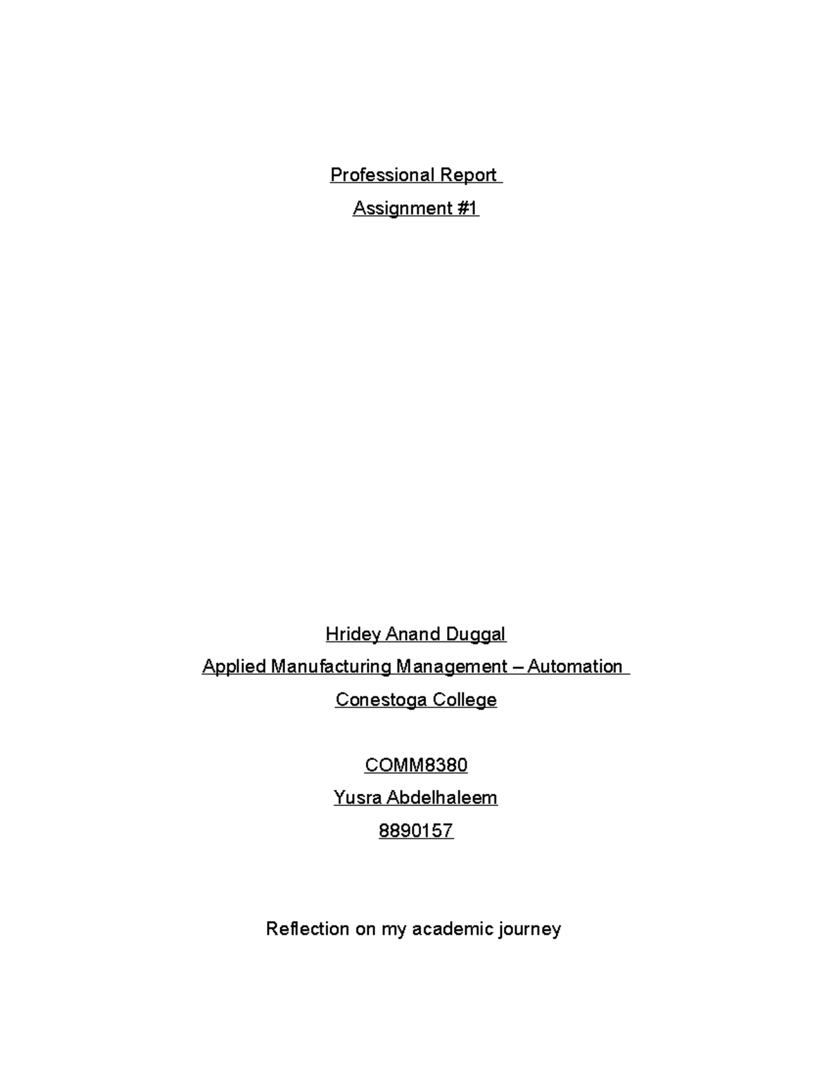 Assignment #1 - NM MN - Professional Report Assignment Hridey Anand ...