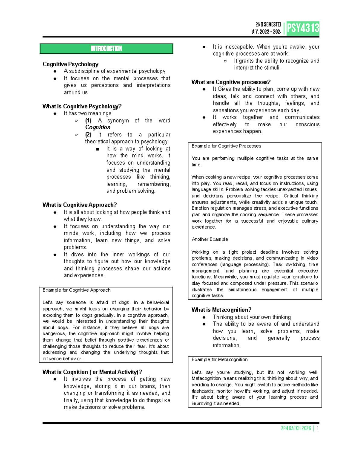Chapt 1 - Intro to Cognitive Psy - 2ND SEMESTER A. 2023 – 2024|PSY ...