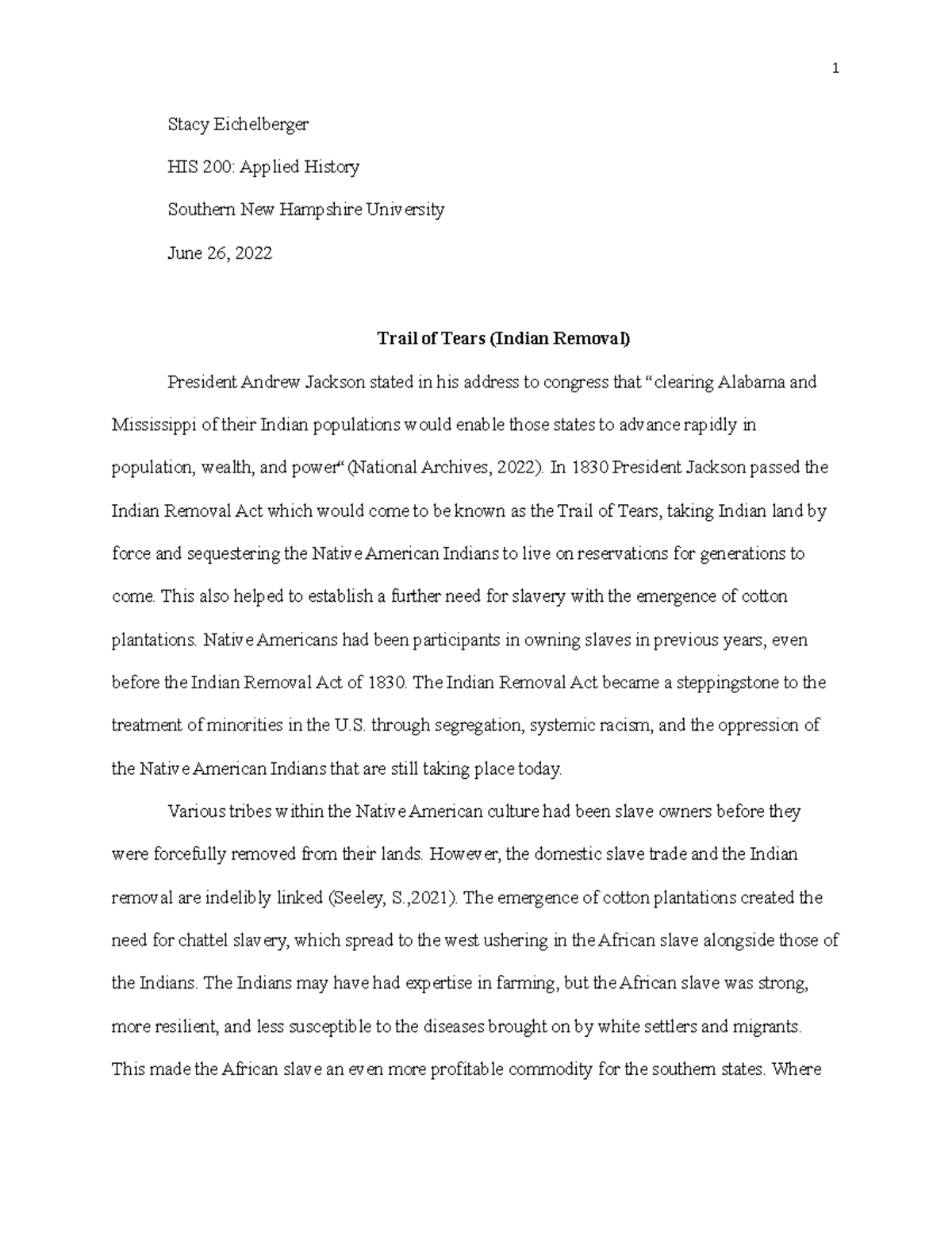 HIS200 Module 8 Historical Analysis Essay Submission - Stacy ...
