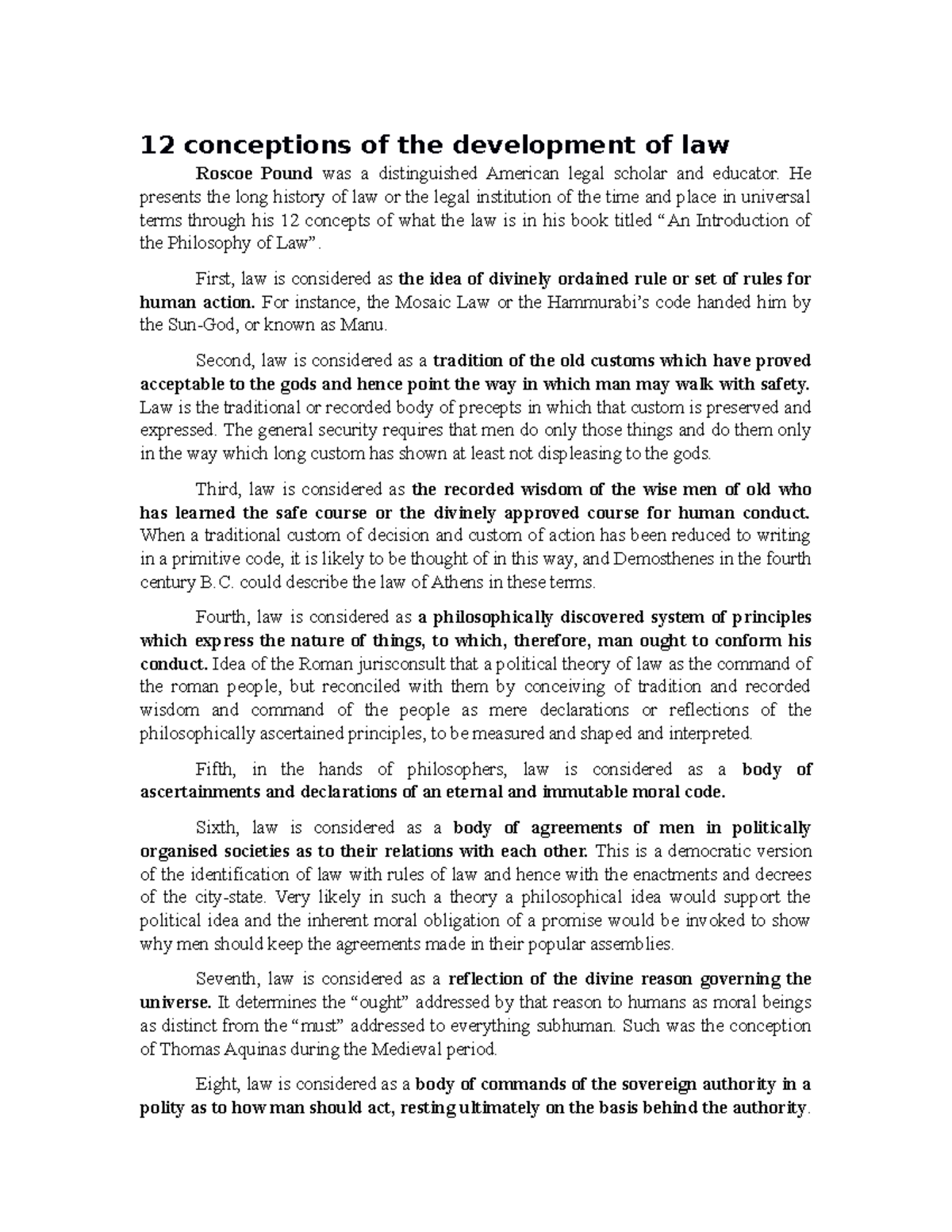 12 conceptions of the development of law - He presents the long history ...