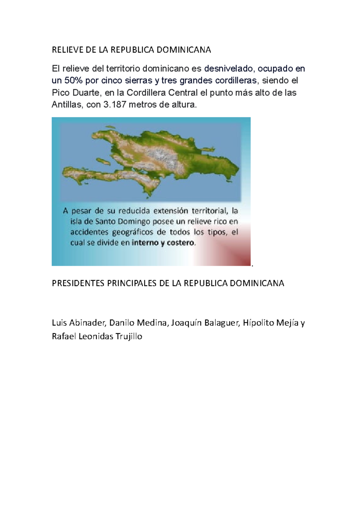 Relieve DE LA Republica Dominicana - RELIEVE DE LA REPUBLICA DOMINICANA ...