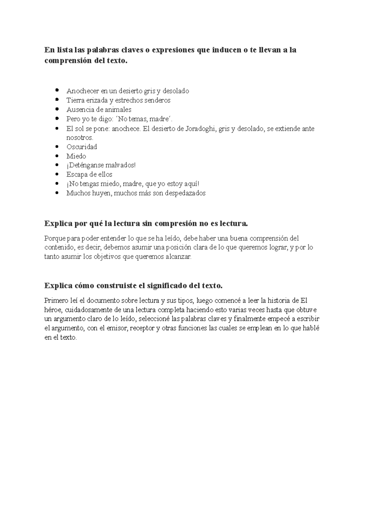 La lectura - En lista las palabras claves o expresiones que inducen o ...