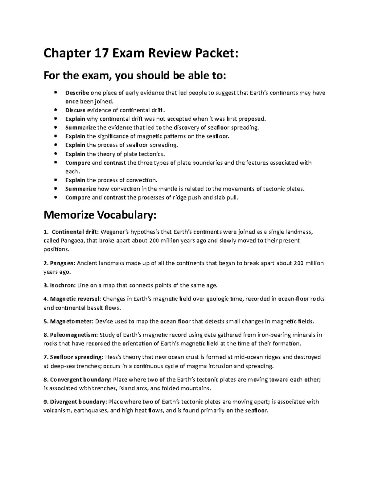 Chapter 17 Exam Review Packet - Chapter 17 Exam Review Packet: For the ...
