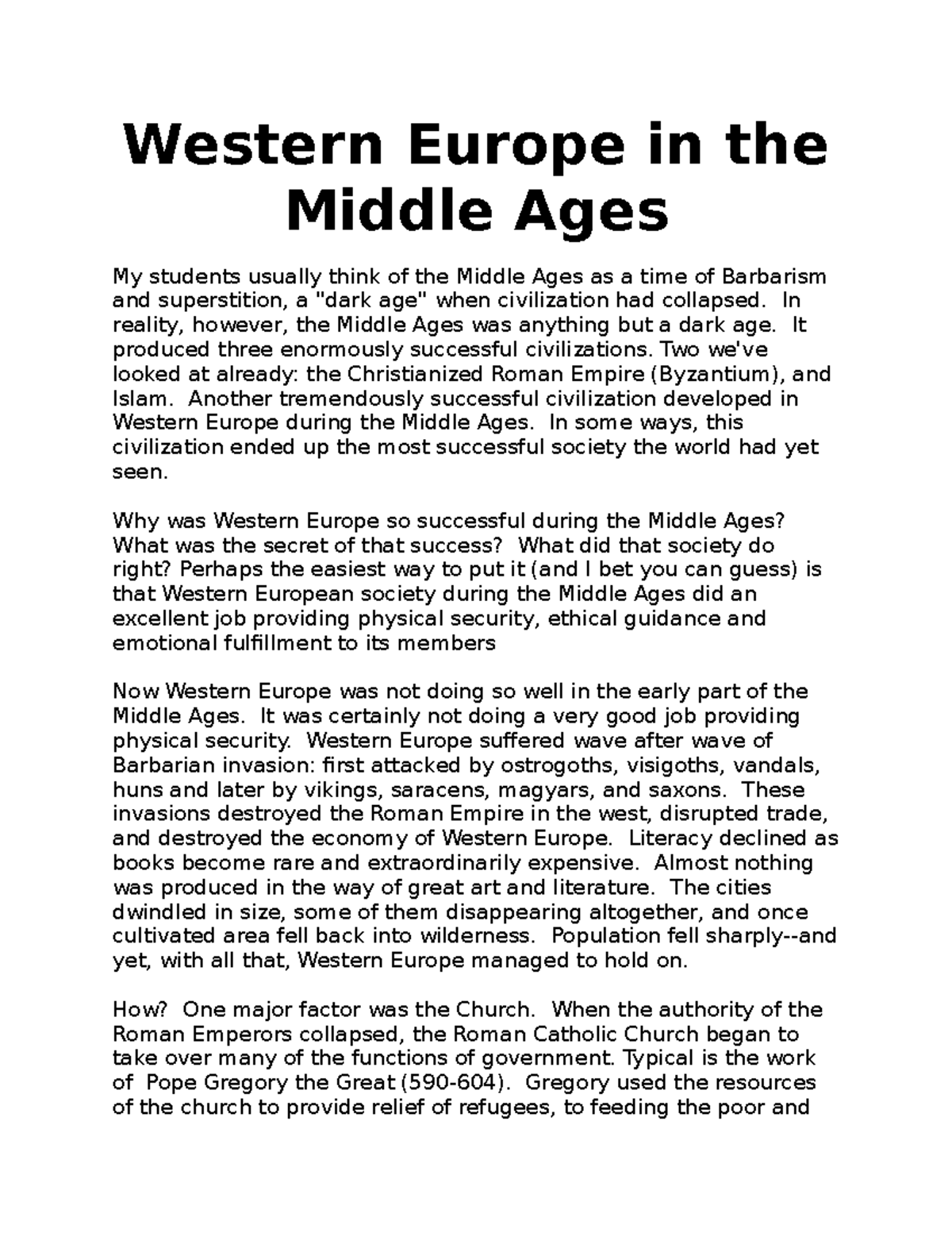 Western Europe in the Middle Ages - Western Europe in the Middle Ages ...