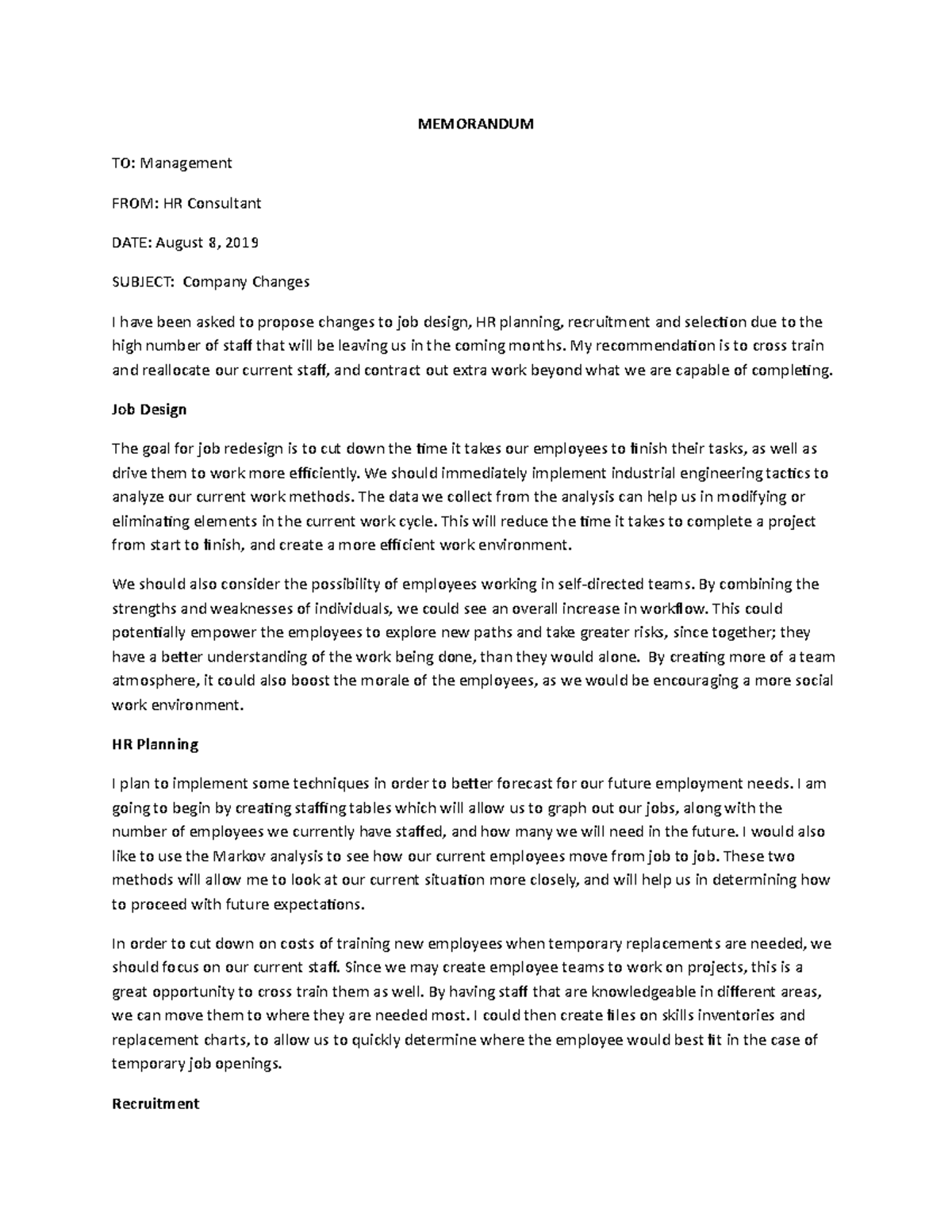 HRMT386 Assignment 1.2 - MEMORANDUM TO: Management FROM: HR Consultant ...