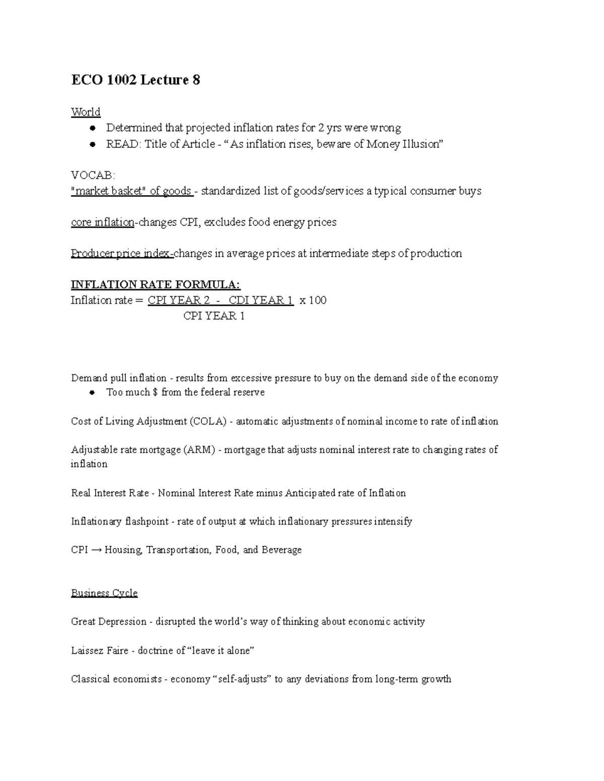 ECO 1002 Lecture 8 - ECO 1002 Lecture 8 World Determined that projected ...