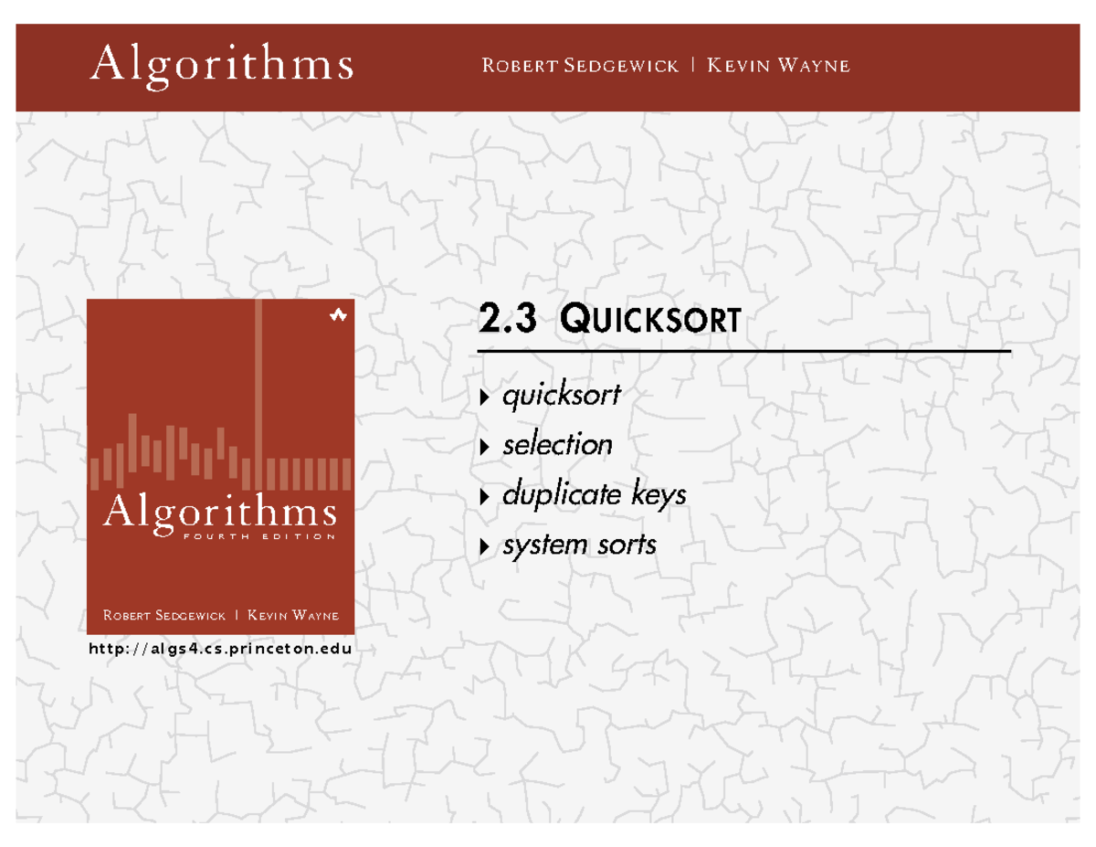 23Quicksort - fdzgdfasdfasdasf - ROBERT SEDGEWICK | KEVIN WAYNE F O U R ...