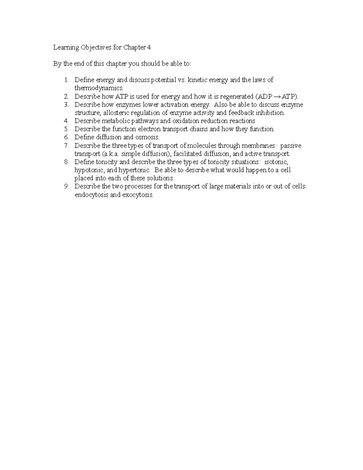Chapter 4 - Homework - Learning Objectives for Chapter 4 By the end of ...