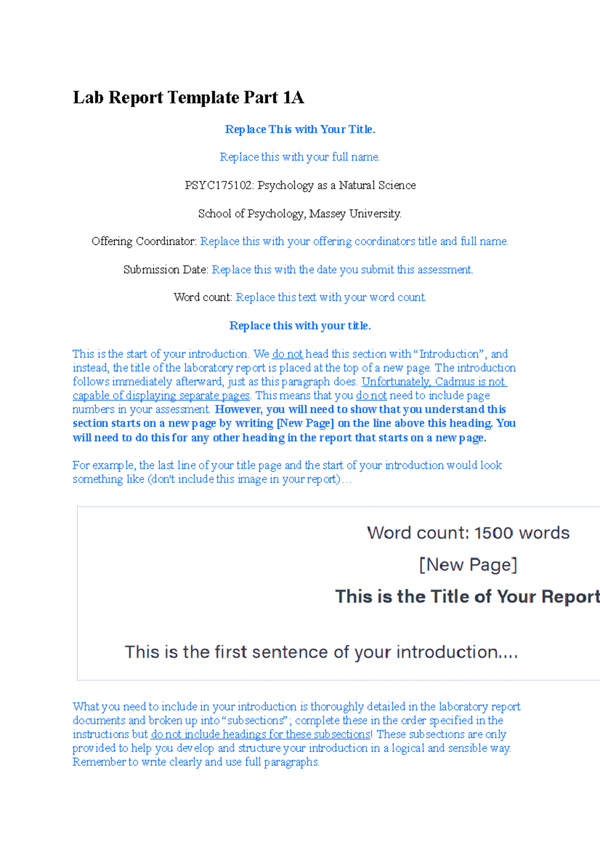 Lab Report Template Part 1A - Lab Report Template Part 1A Replace This ...