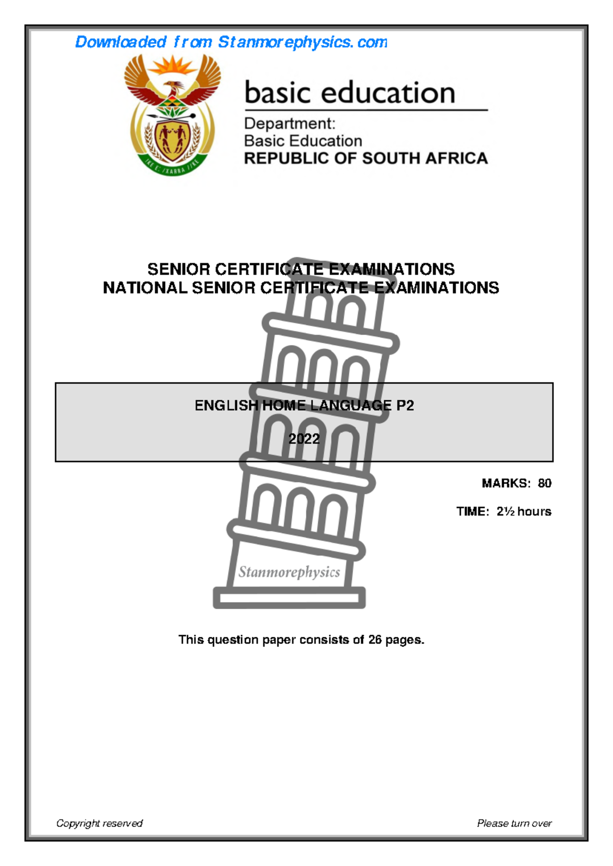 NSC English HL Grade 12 May 2022 P2 and Memo - SENIOR CERTIFICATE ...
