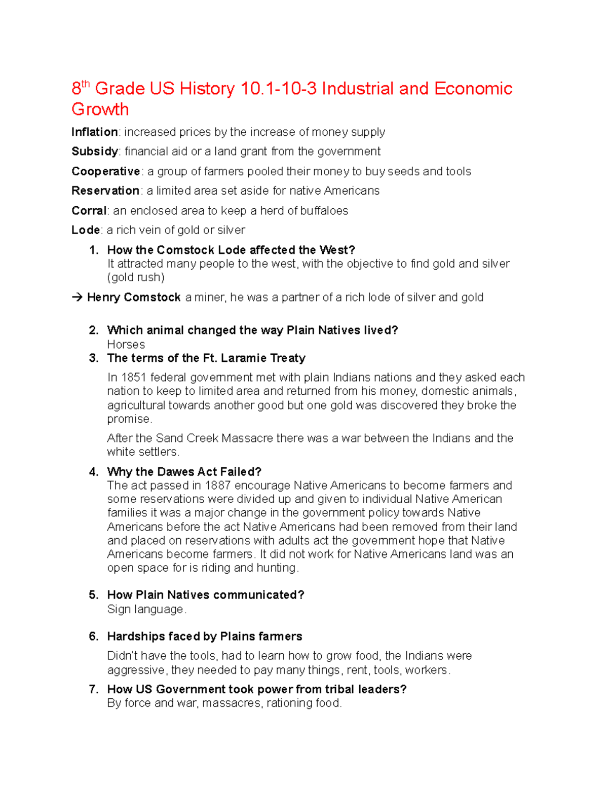 8th Grade US History 10 - 8 th Grade US History 10-10-3 Industrial and ...