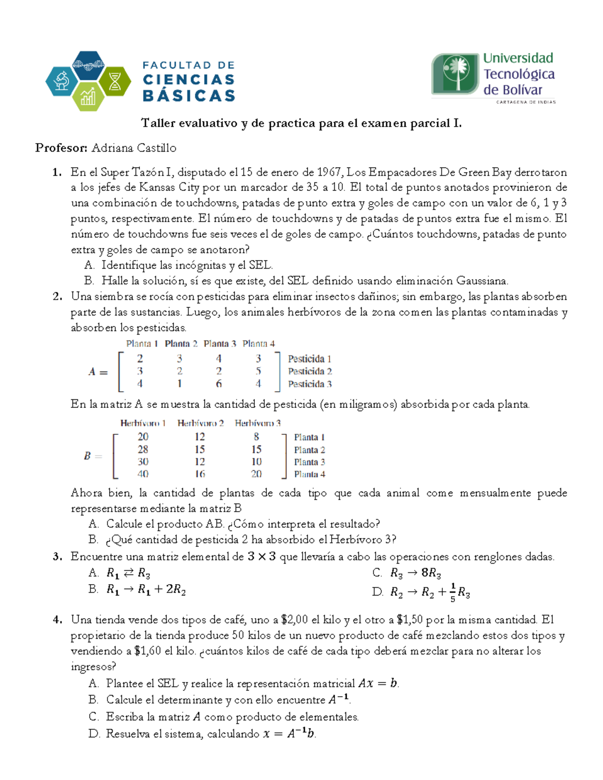 Taller I - I Lineal - ggddg - Taller evaluativo y de practica para el ...