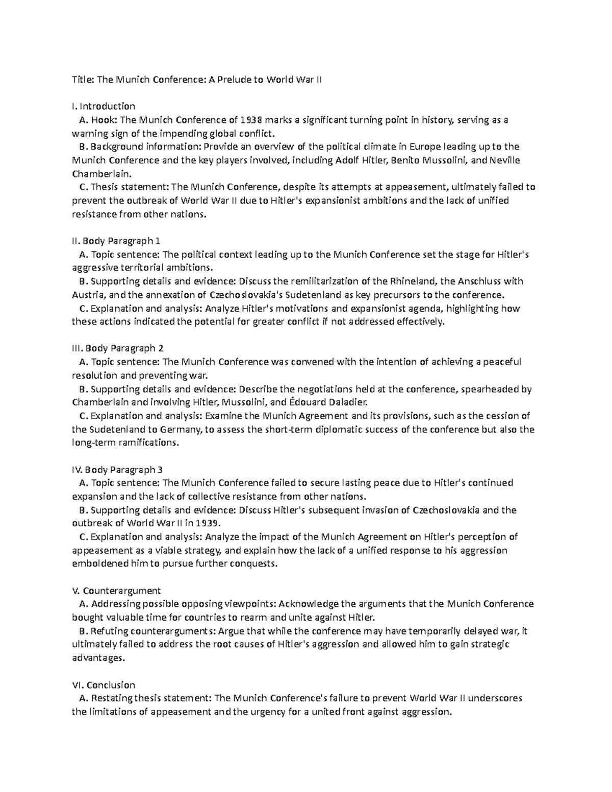 Effect of the Munich conference - Title: The Munich Conference: A ...